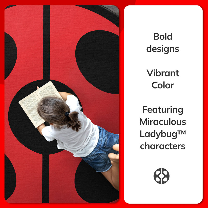 Well Woven Miraculous Ladybug Miraculous Ladybug Symbol Red Area Rug by Well Woven | Wayfair